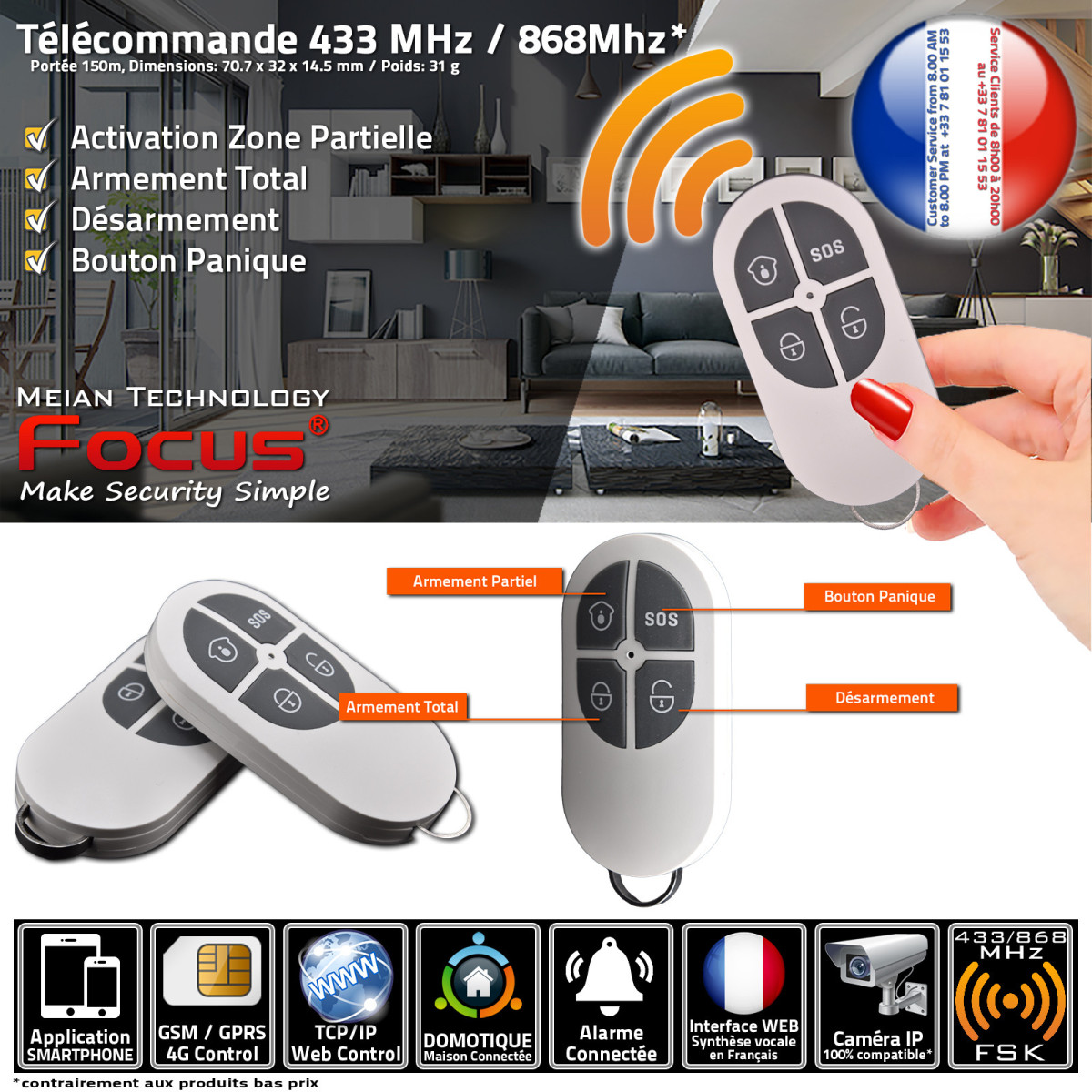Mini Alarme Maison 4G MA-IV - Sécurisez Votre Domicile Sans Fil